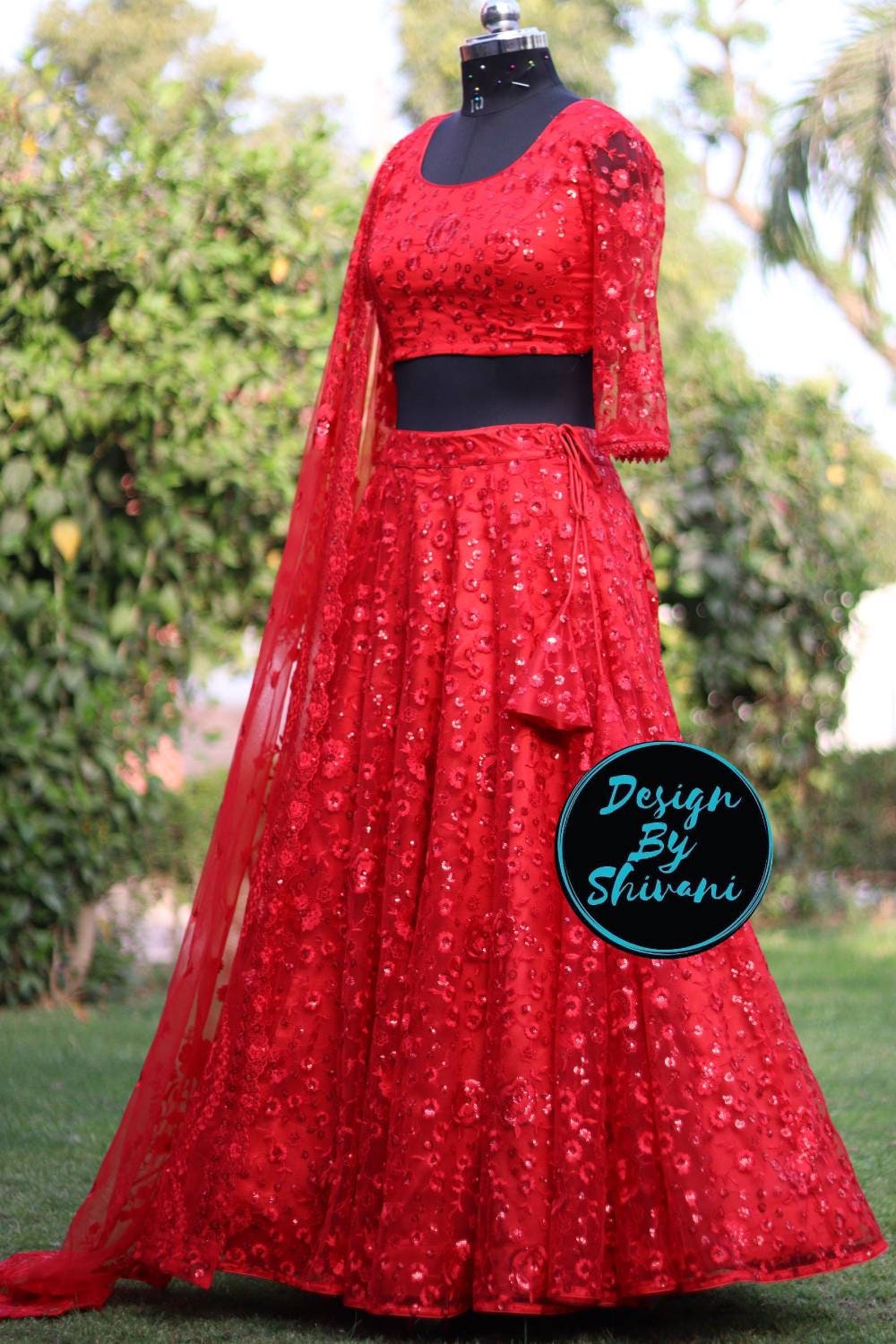 Red Bridal Thread and Sequins Embroidered Indian Wedding - Etsy