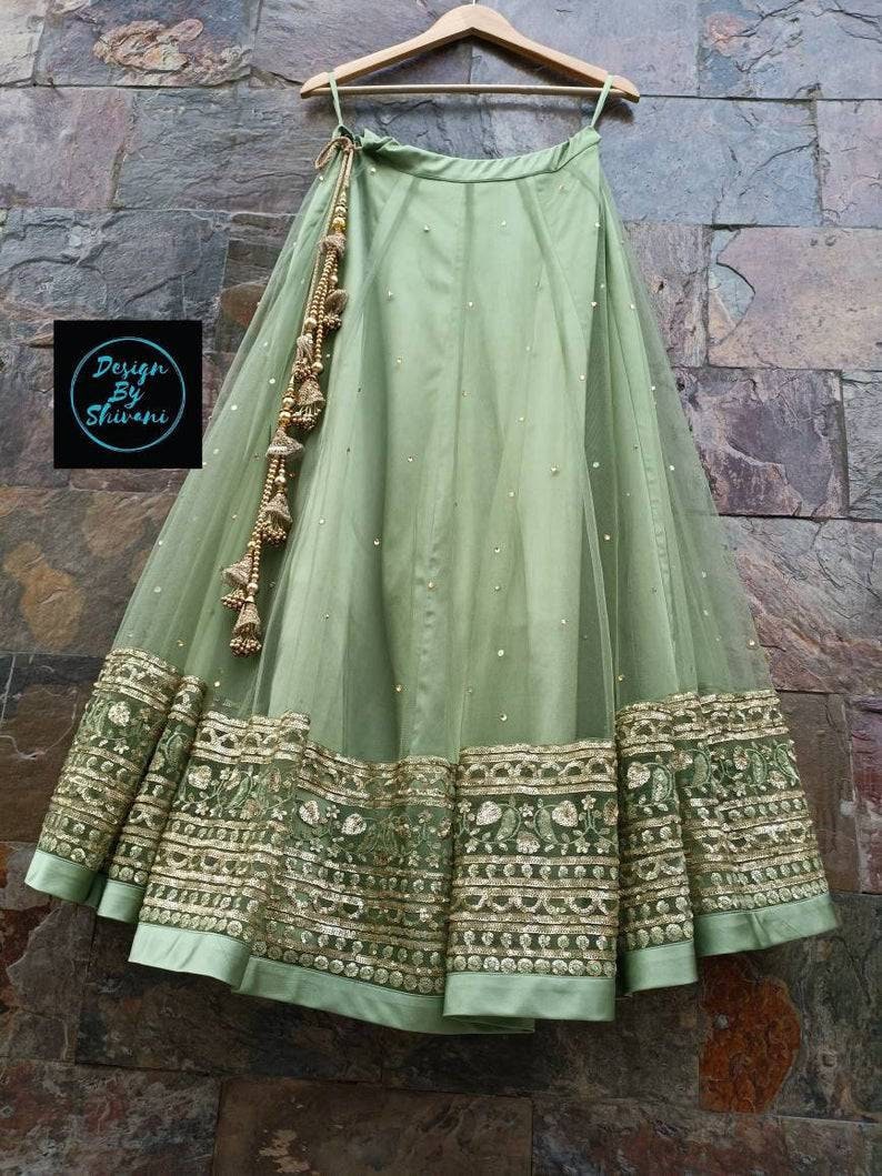 Thread Work Indian Wedding Dresse Lehenga Choli/ Green - Etsy