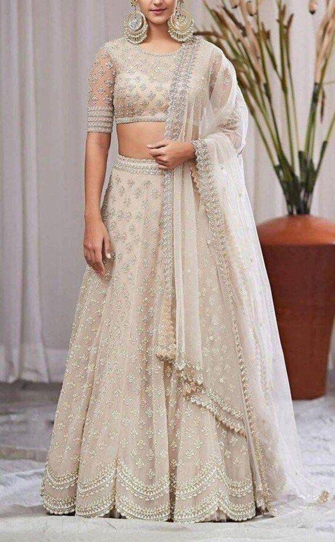 Ivory Wedding Dress/ Ivory Wedding Lehenga/hand Embroidery - Etsy