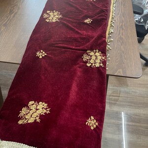 Maroon Velvet Designer Saree Indian Sari Half and Half Wine - Etsy