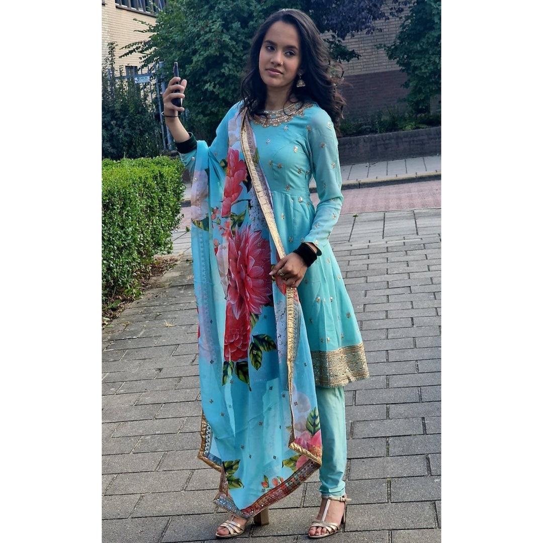 Blue Chudidar Suit/indian Wedding Outfits - Etsy