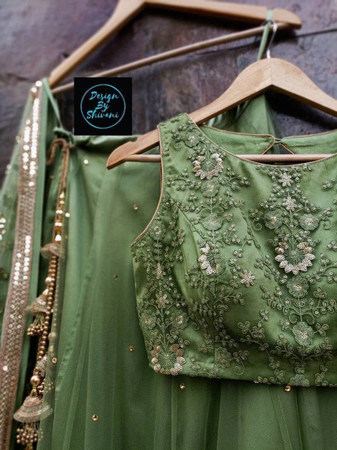 Thread Work Indian Wedding Dresse Lehenga Choli/ Green - Etsy