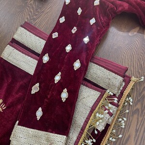 Maroon Velvet Designer Saree Indian Sari Half and Half Wine - Etsy