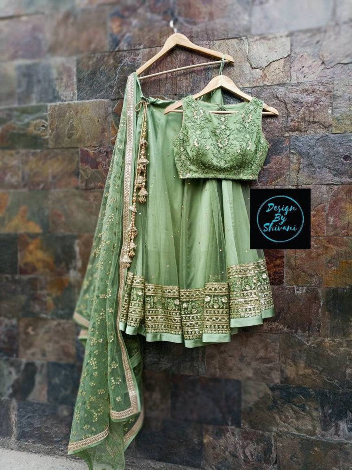 Thread Work Indian Wedding Dresse Lehenga Choli/ Green - Etsy