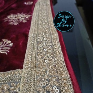 Maroon Velvet Designer Saree Indian Sari Half and Half Wine - Etsy