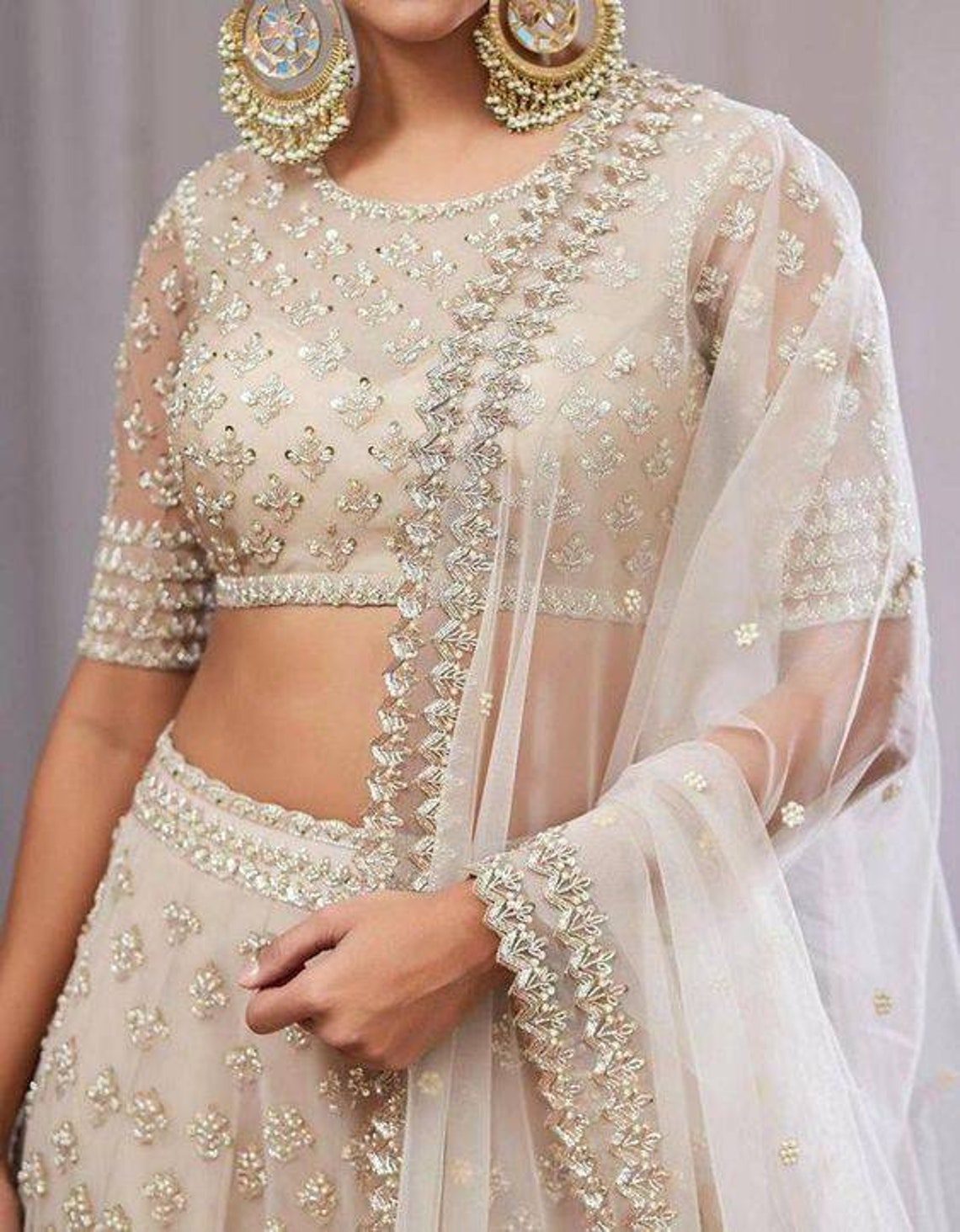 Ivory wedding dress/ ivory wedding Lehenga/Hand embroidery | Etsy