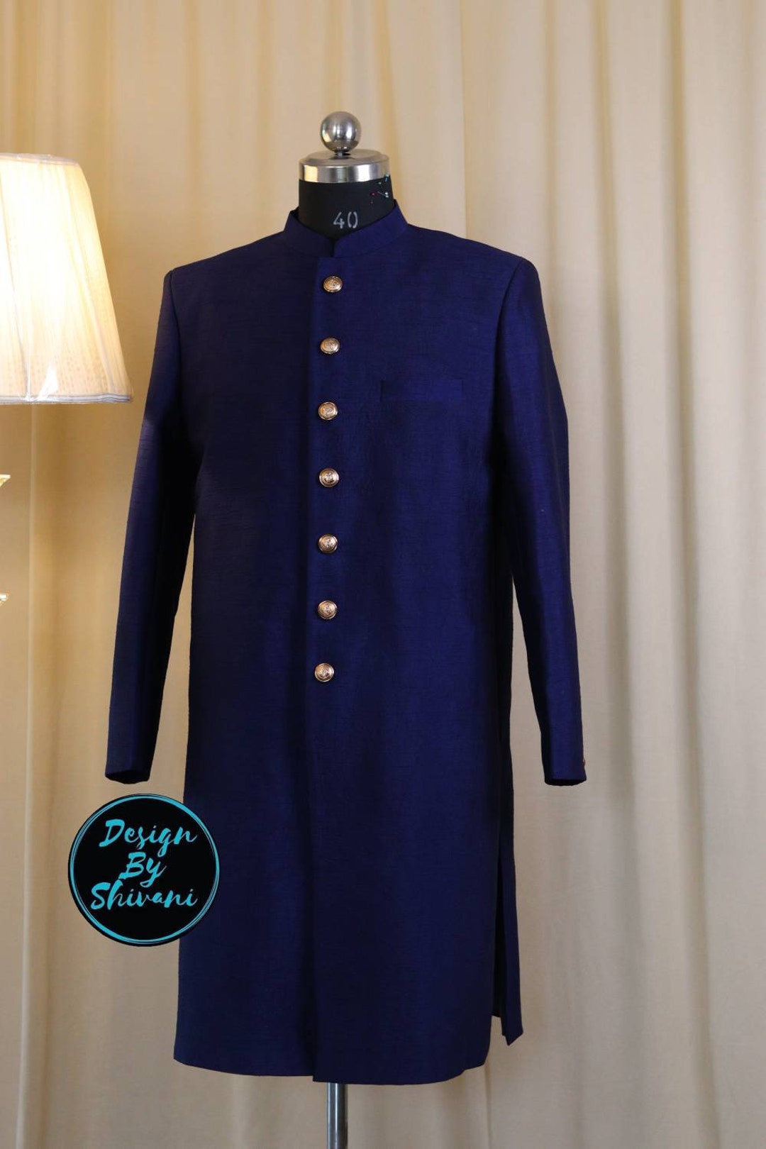 Indian Raw Silk Jodhpuri Sherwani Wedding Suit Men Indo Western ...