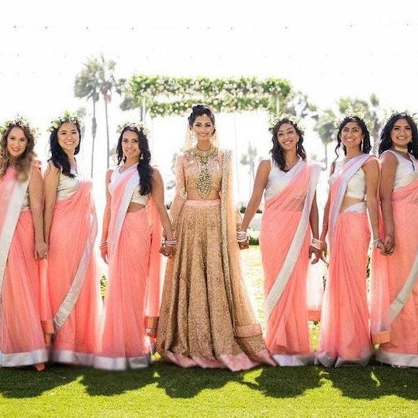 Peach Indian Wedding Dress - Etsy