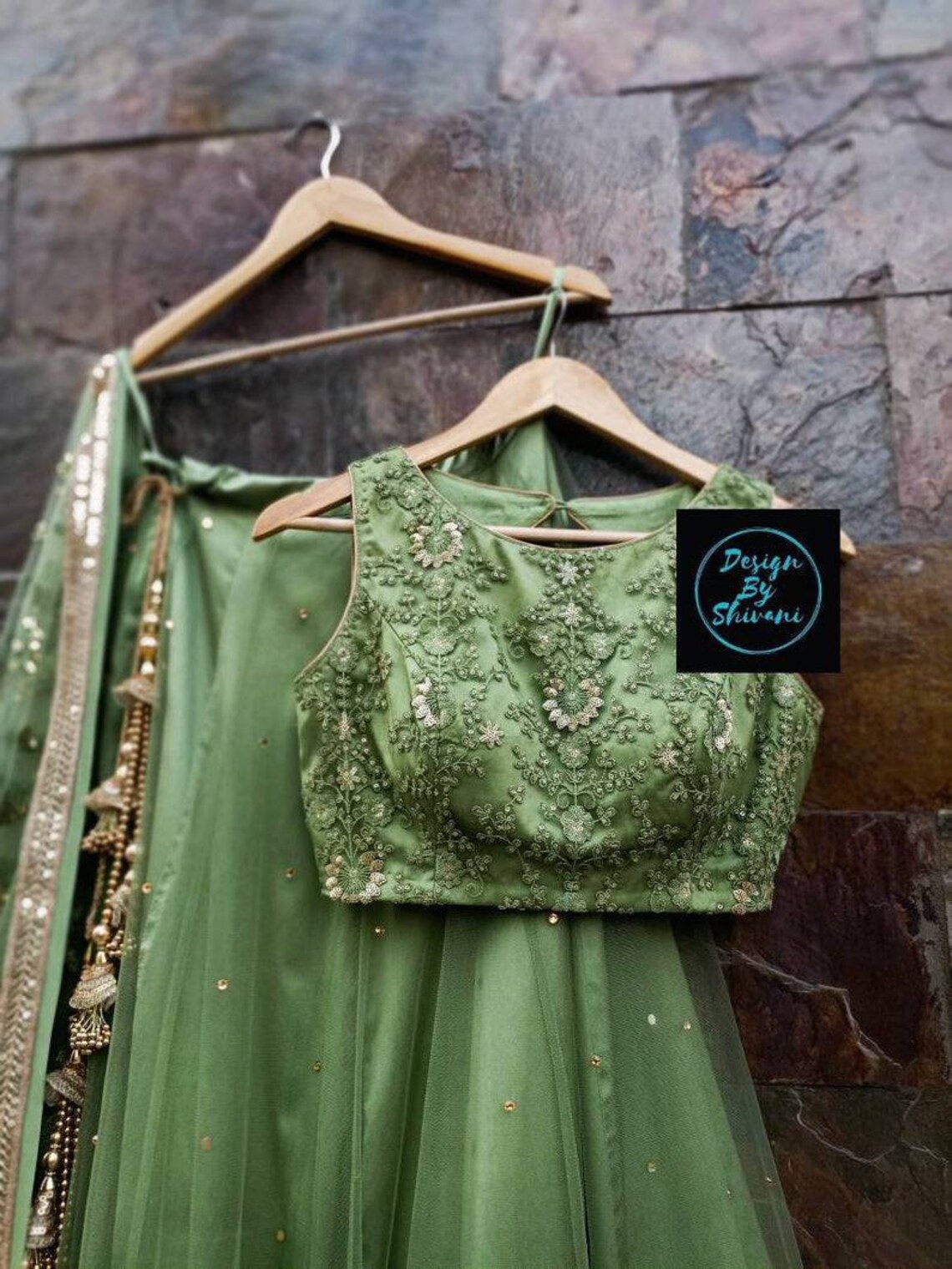 Thread Work Indian Wedding Dresse Lehenga Choli/ Green - Etsy