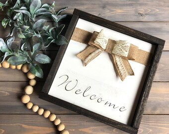 Burlap welcome sign | Etsy
