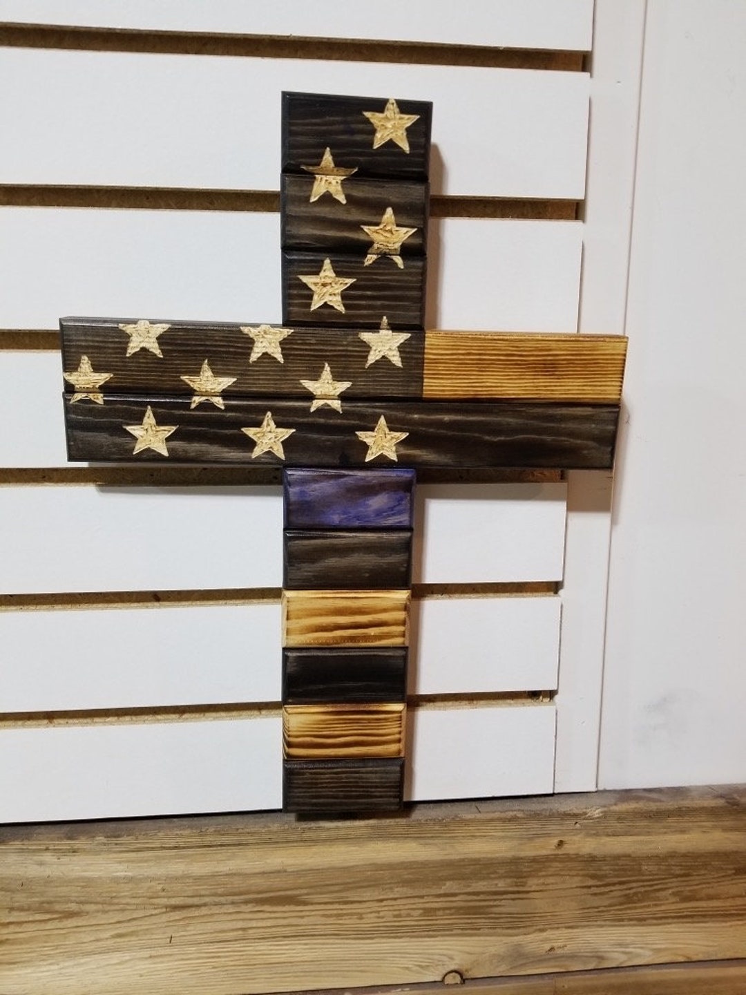 Flag Cross - American Flag - Police Cross - Wall Decor - Sign - Etsy