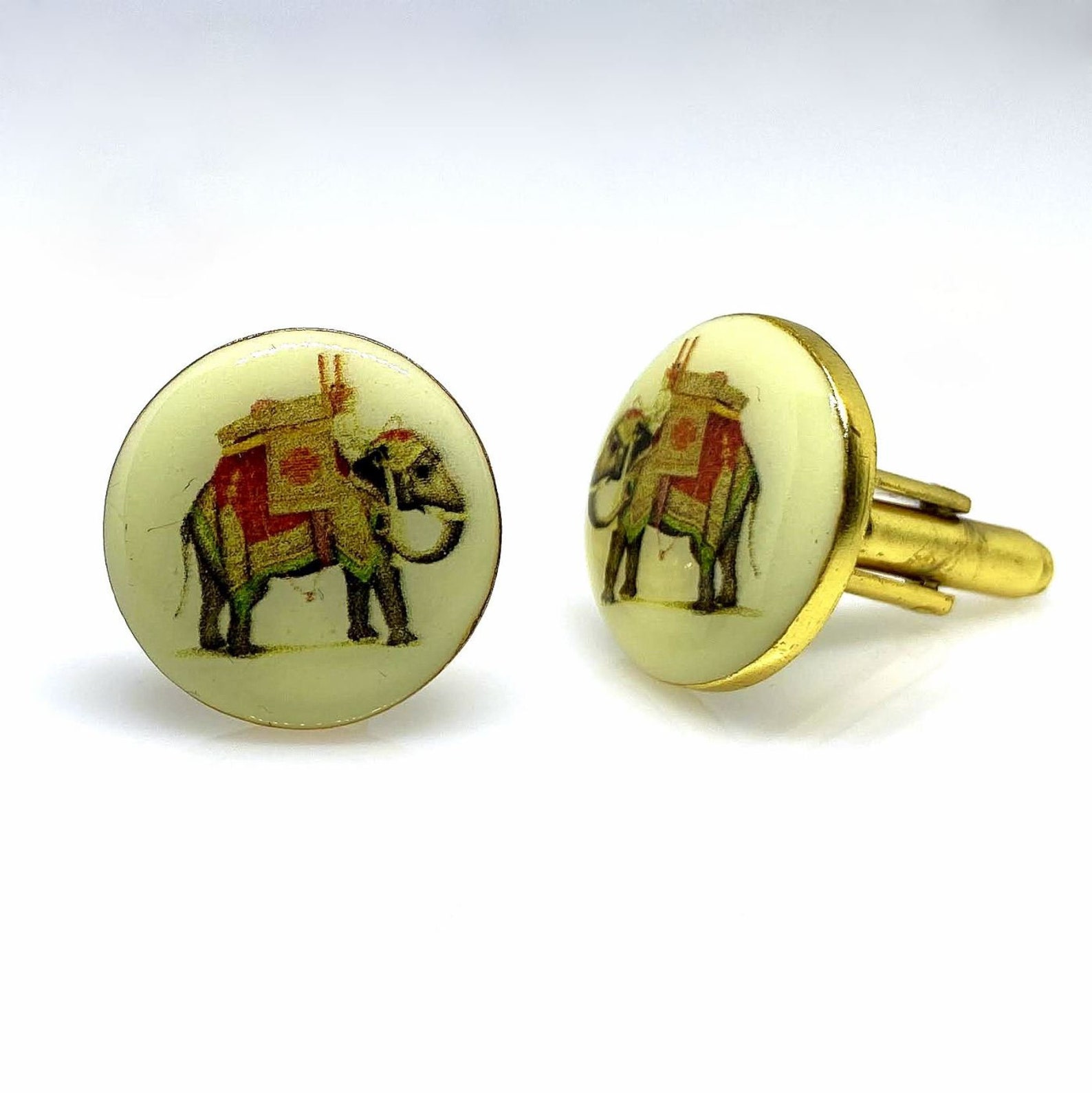 Elephant Cufflinks Gold Plated Cufflinks Handmade Cufflinks | Etsy
