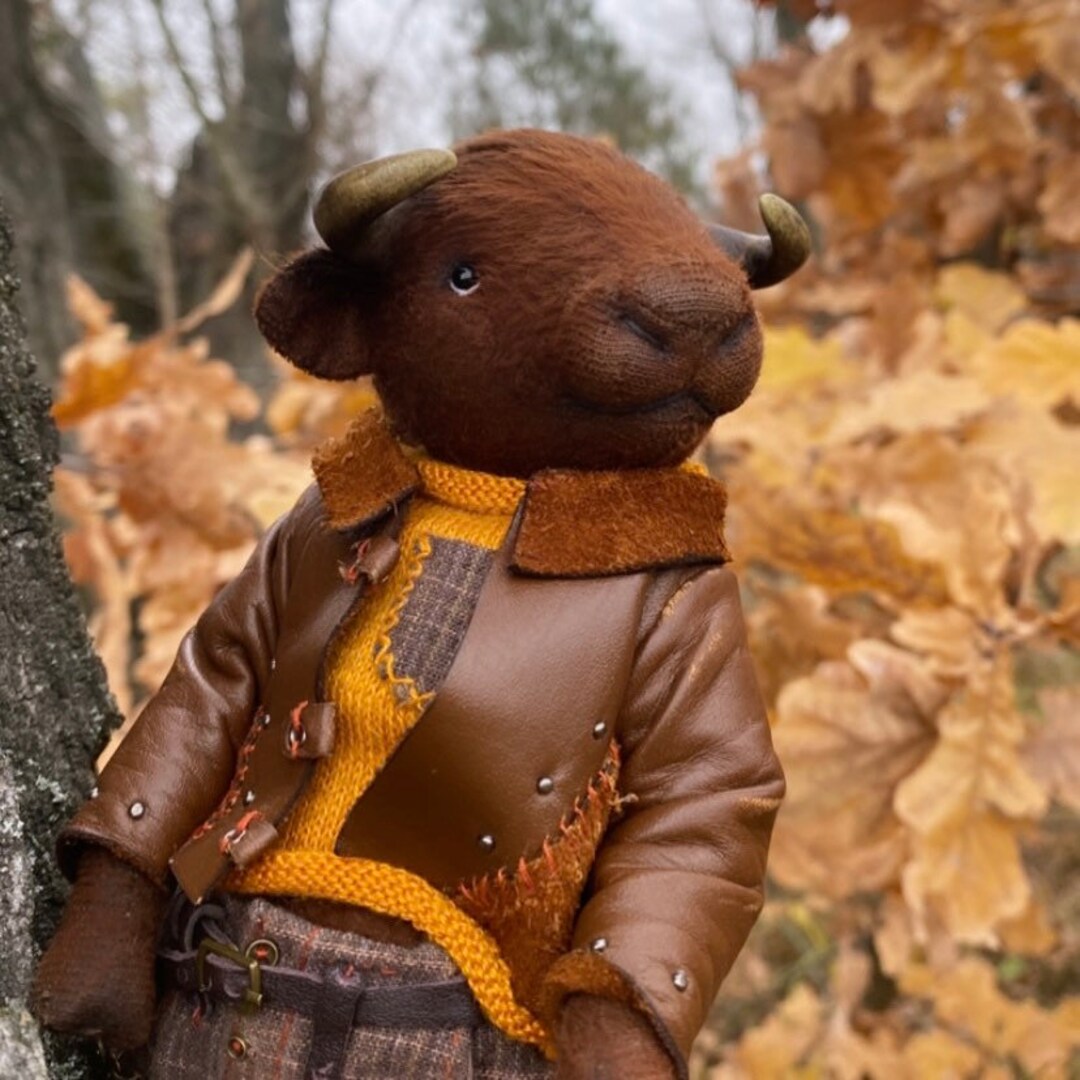 Teddy Bull, Doll Cow, Animal Stuffed Toy. Artist Teddy Bear. Cow Lover ...