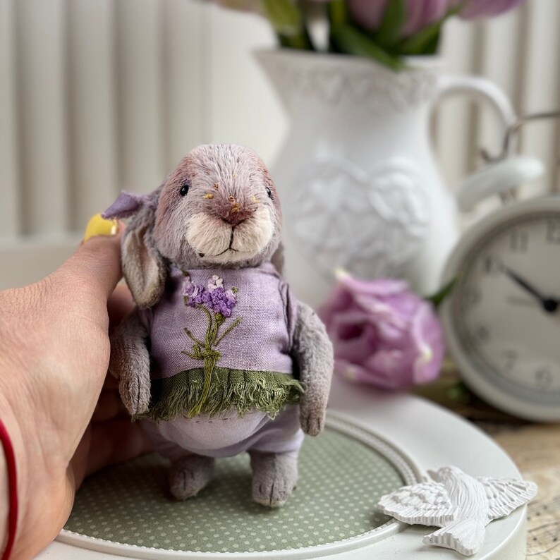 Lavender Plush Bunny: Collectible Viscose Rabbit, Movable Limbs - Etsy