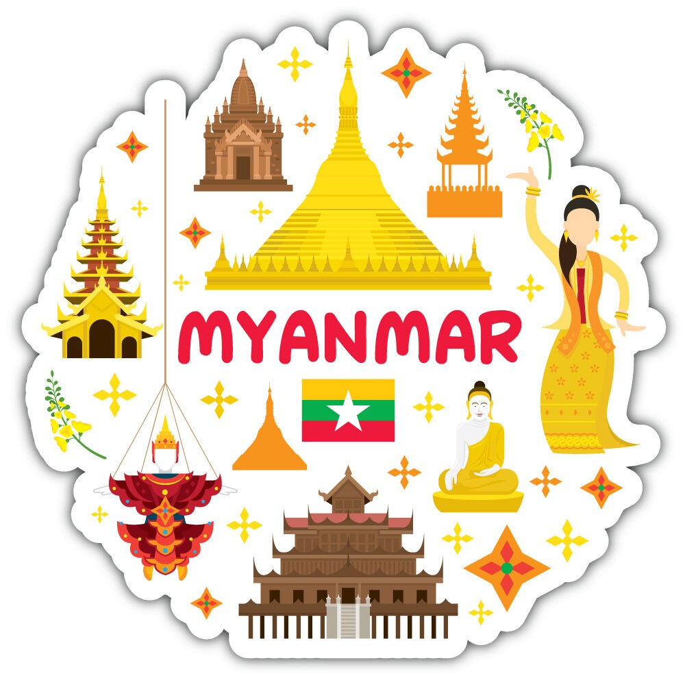 Myanmar Travel Attraction Vinyl Sticker Decal | Etsy
