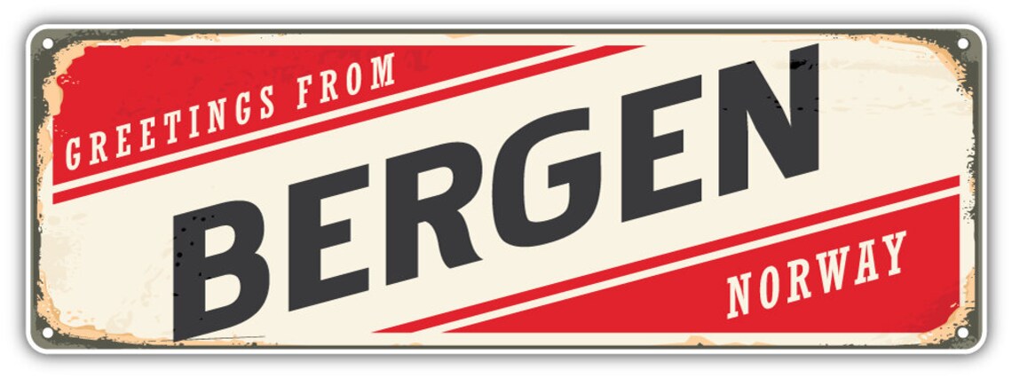 Bergen City Norway Retro Sign Travel Vinyl Sticker Decal | Etsy