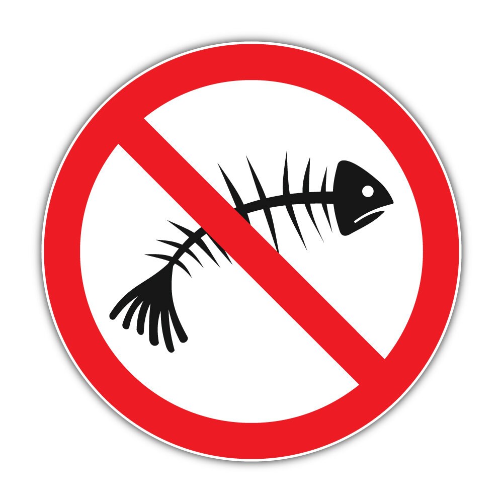 No Fish Rubbish Prohibition Ban Stop Sign Vinyl Sticker Decal | Etsy