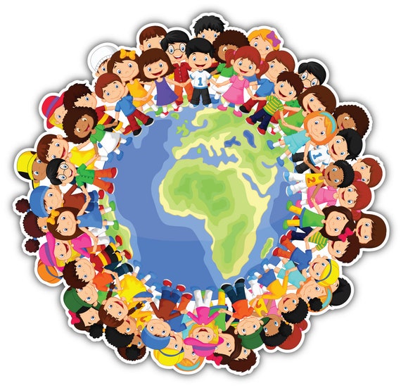 Multicultural Children Cartoon Vinyl Sticker Decal | Etsy