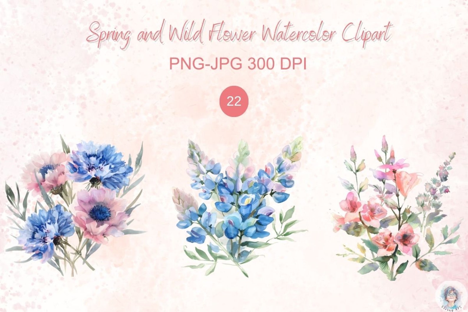Watercolor Clipart of Wild Flower and Spring Theme, Digital Design ...