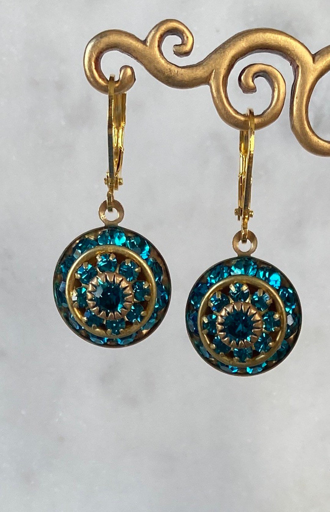 Swarovski Blue Zircon Three Layer Rhinestone Crystal Drop Earrings - Etsy