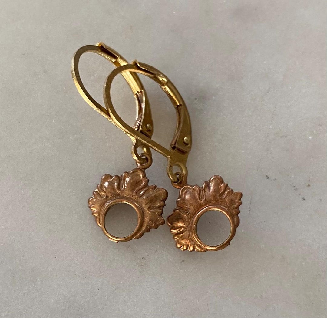 Tiny 10 Mm Vintage Raw Brass Shabby Chic, Boho, Gypsy Scalloped Hoop ...