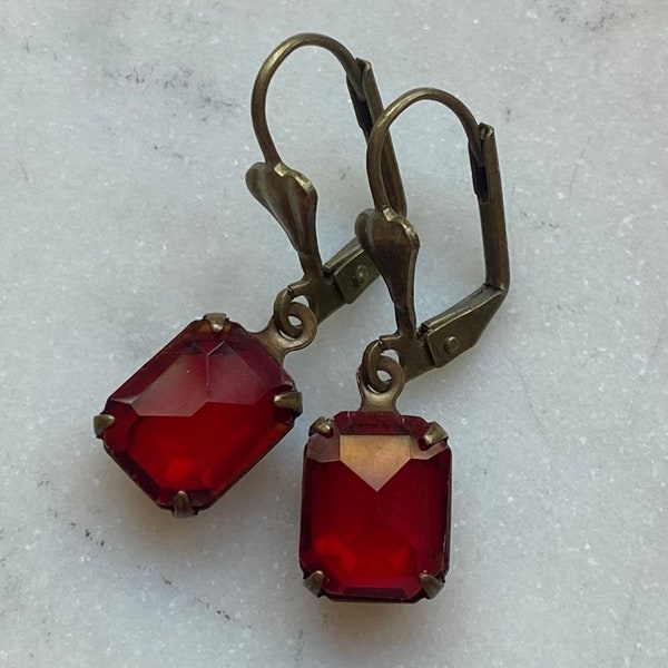 Ruby Glass Earrings - Etsy