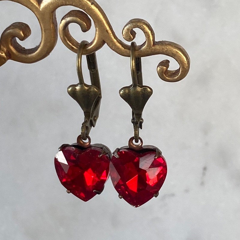 Heart Rhinestones Earrings - Etsy
