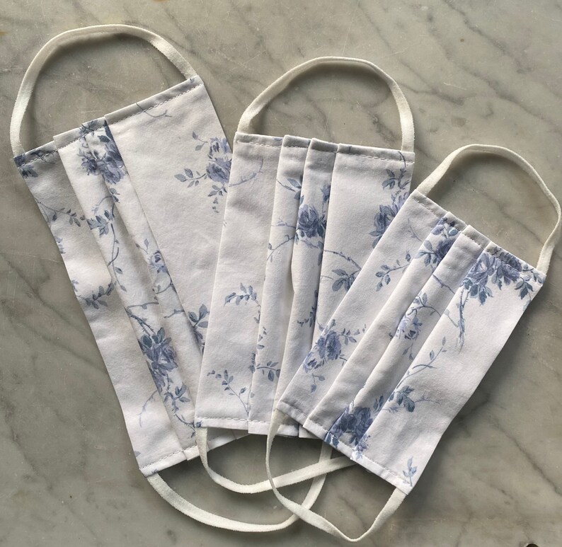 Shabby Chic Blue and White Ditsy Rose Cotton Floral Face Mask - Etsy