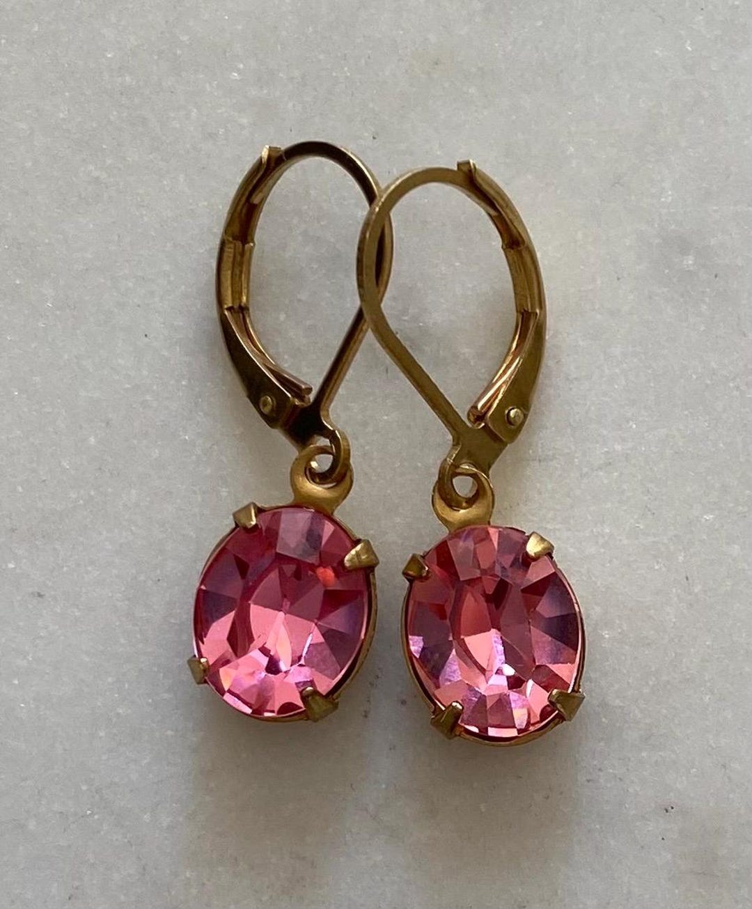 Vintage Swarovski 10 X 8 Mm Pink Rose Gold Foiled Crystal Rhinestone ...