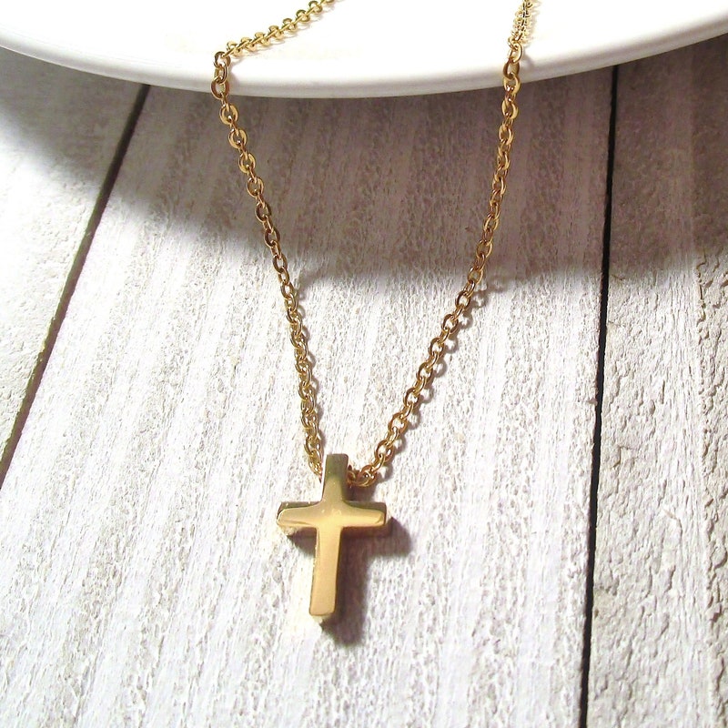 Small Cross Necklace - Etsy
