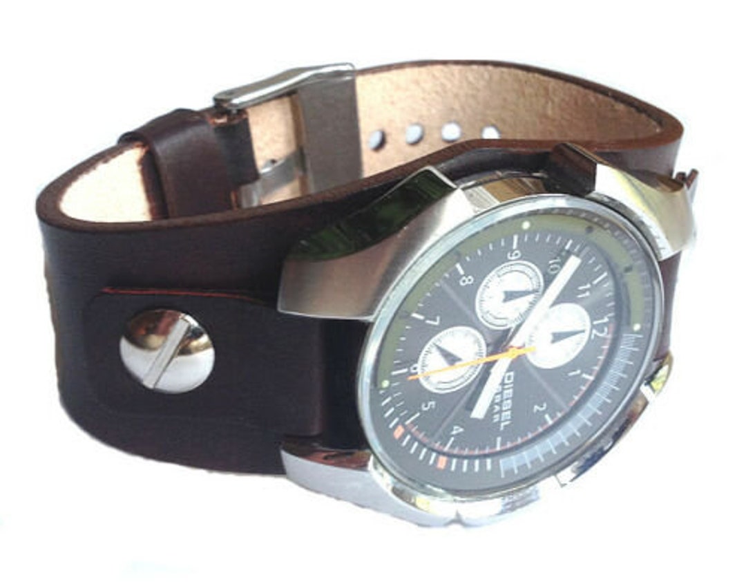 Genuine Leather Watch Cuff Compatible With Diesel DZ4128, DZ4146 ...