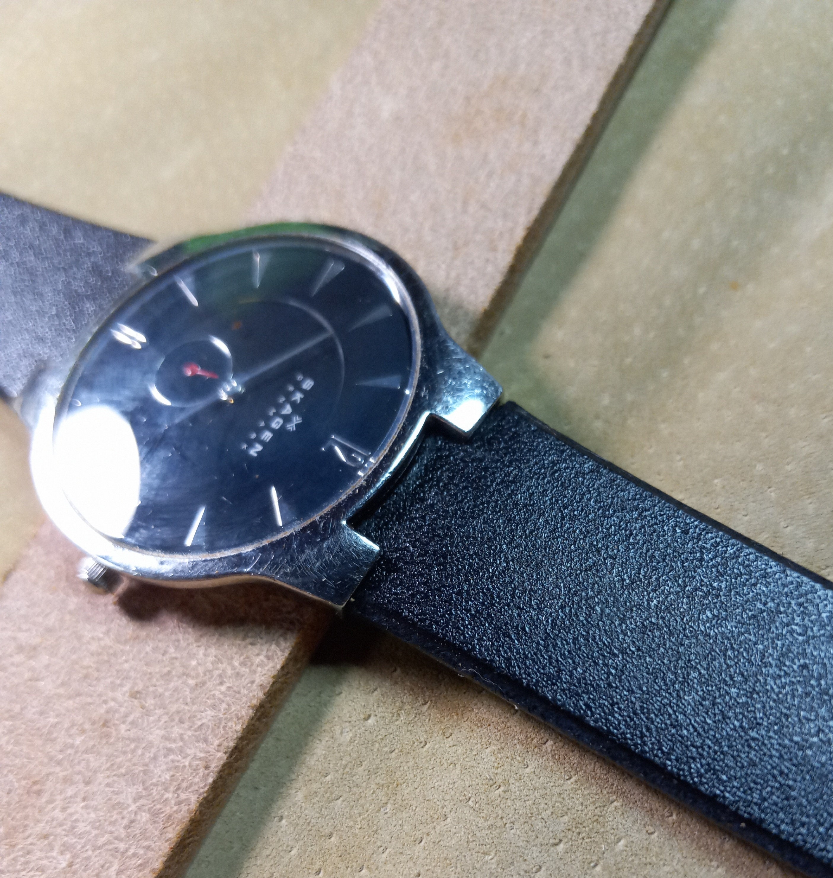 Handmade Veg-tan Leather Watch Band / Strap for Skagen 433 Series ...