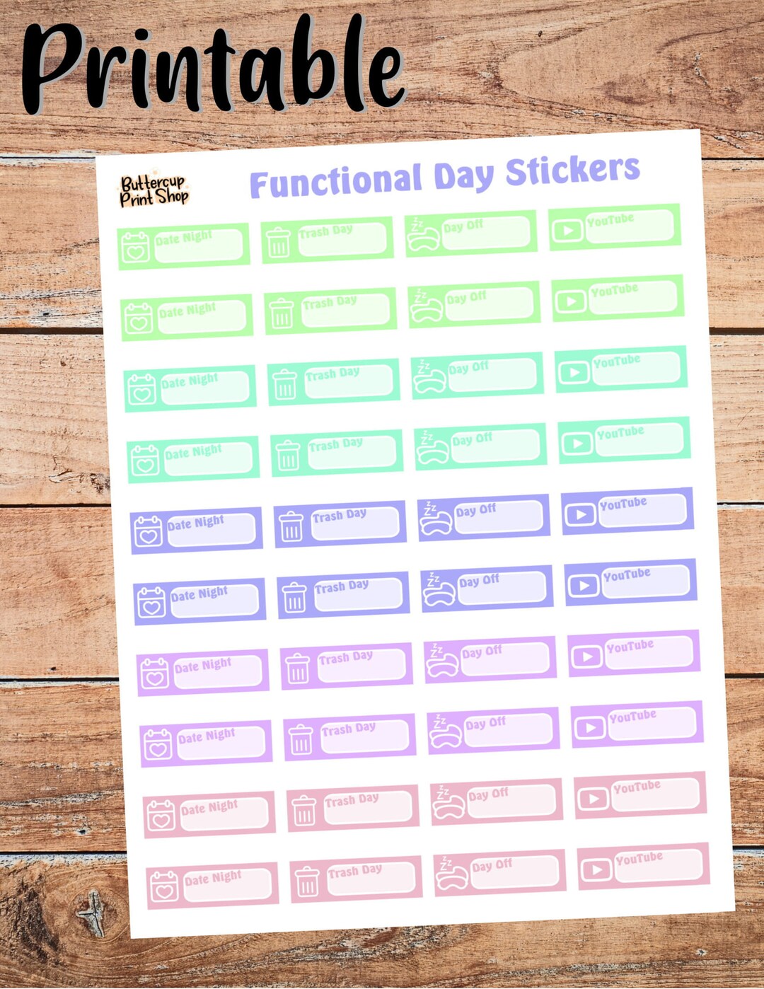 Functional Day Stickers Spring / PRINTABLE Stickers / - Etsy