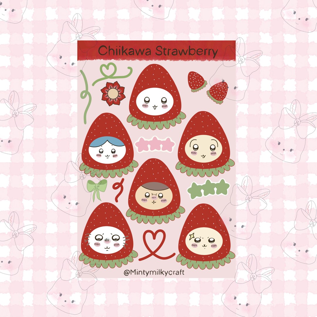 Chiikawa Strawberry Sticker Sheet - Etsy