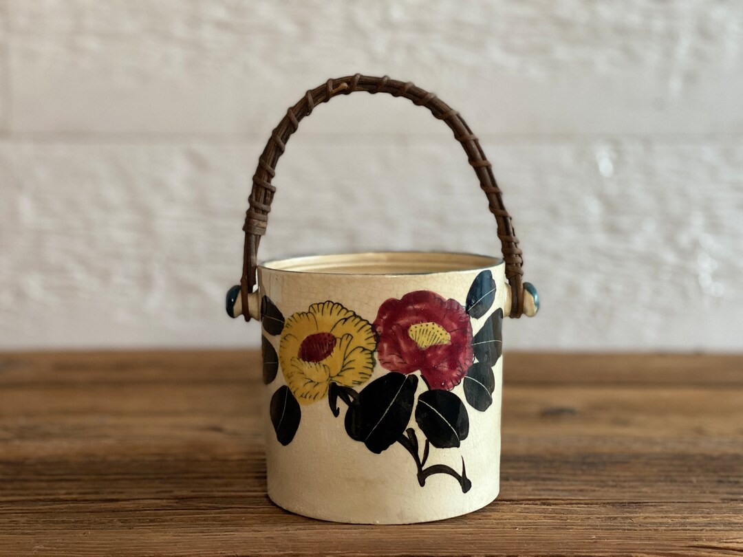 Vintage Hand-painted Ceramic Cookie Jar Bucket Jar Container - Etsy