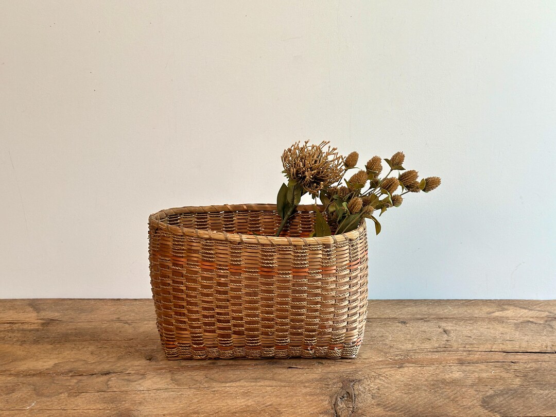 Vintage Hand-made Split Ash Native Basket, With Faded Colors, From ...