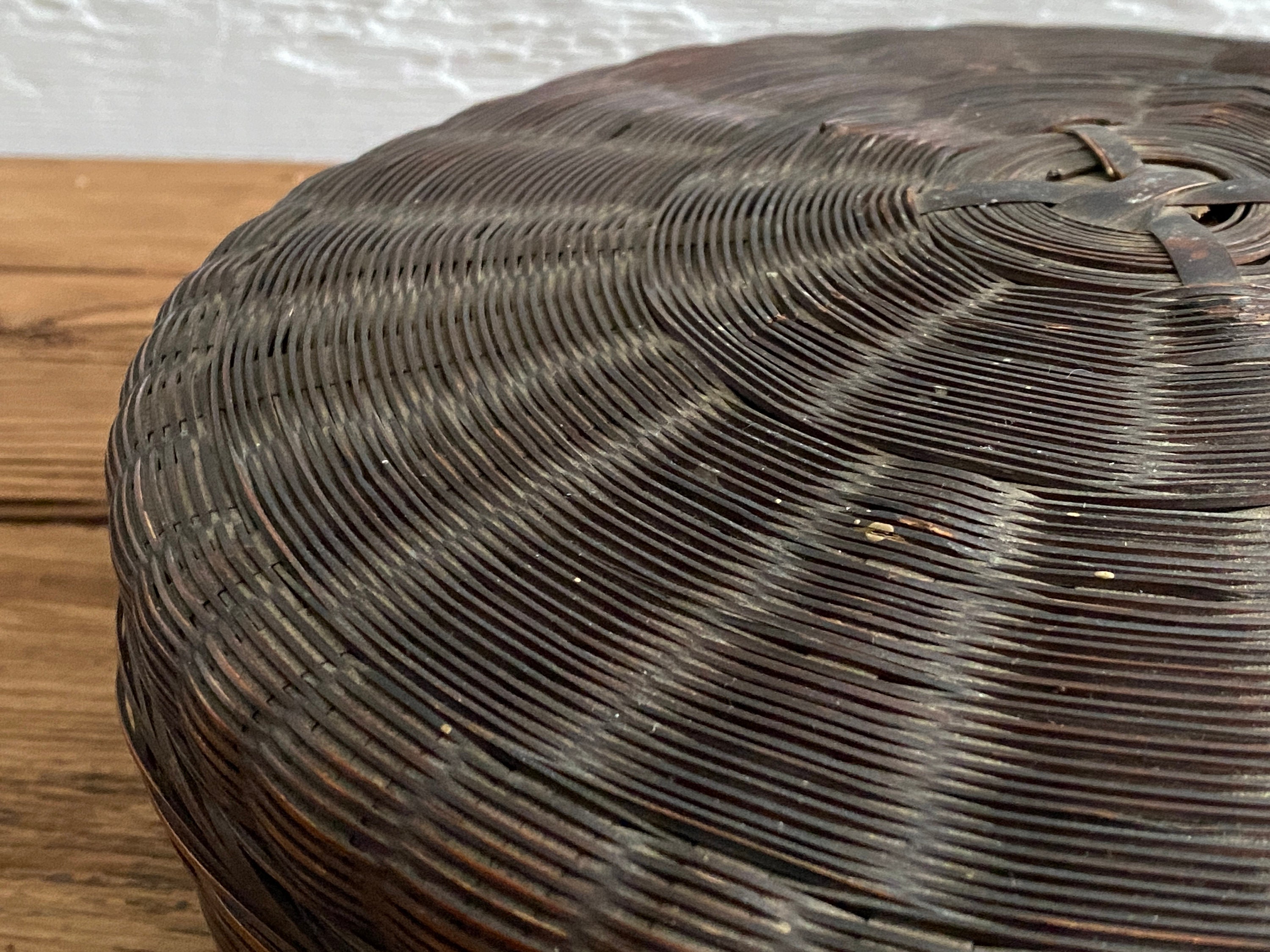 Antique Woven Split Ash Sewing Basket Round Trinket Basket - Etsy