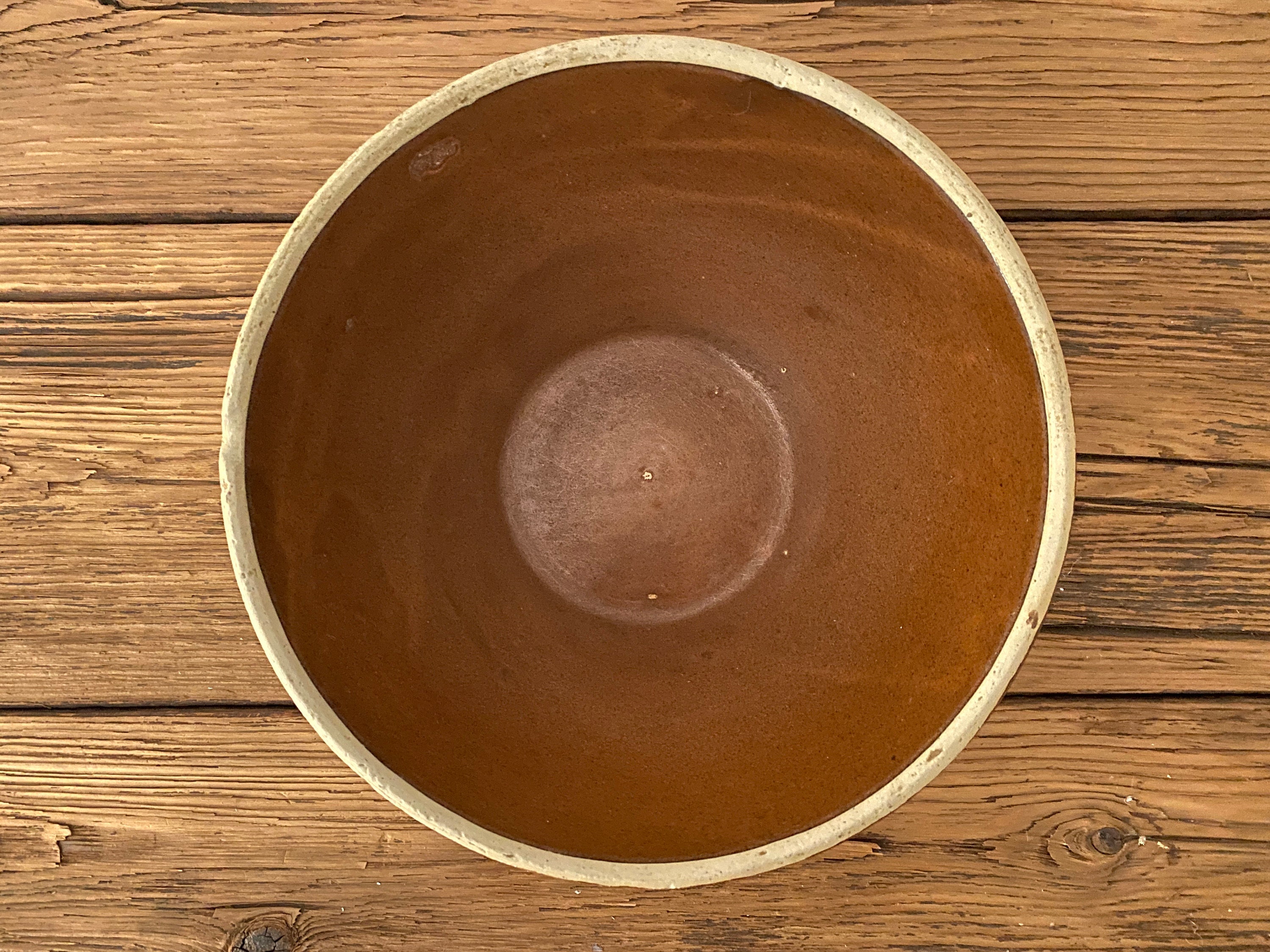 Antique Yellow Ware Ceramic Mixing Bowl With Brown Glazing - Etsy