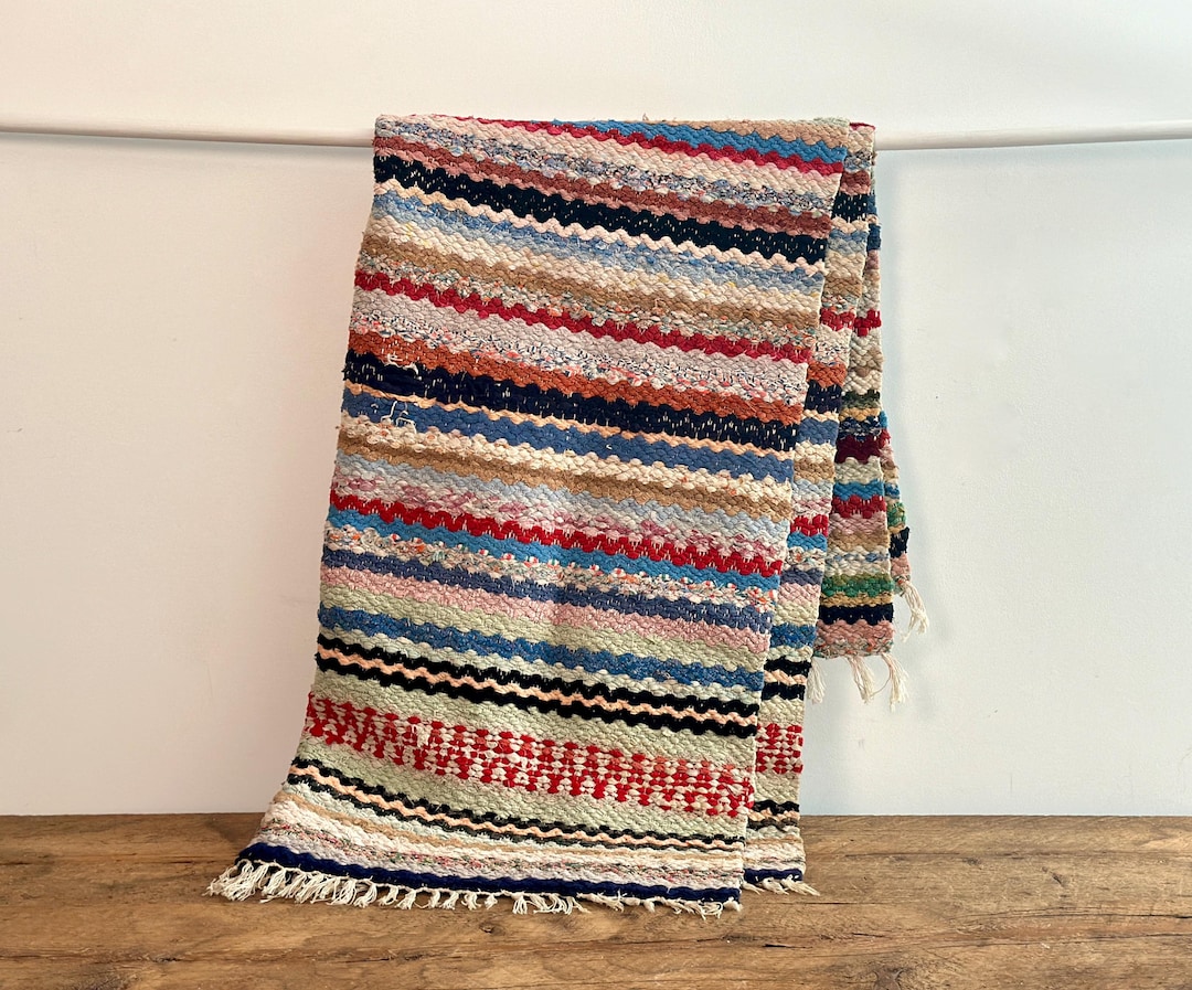 Antique Hand-woven Rag Rug From Quebec, a Traditional French-canadian ...