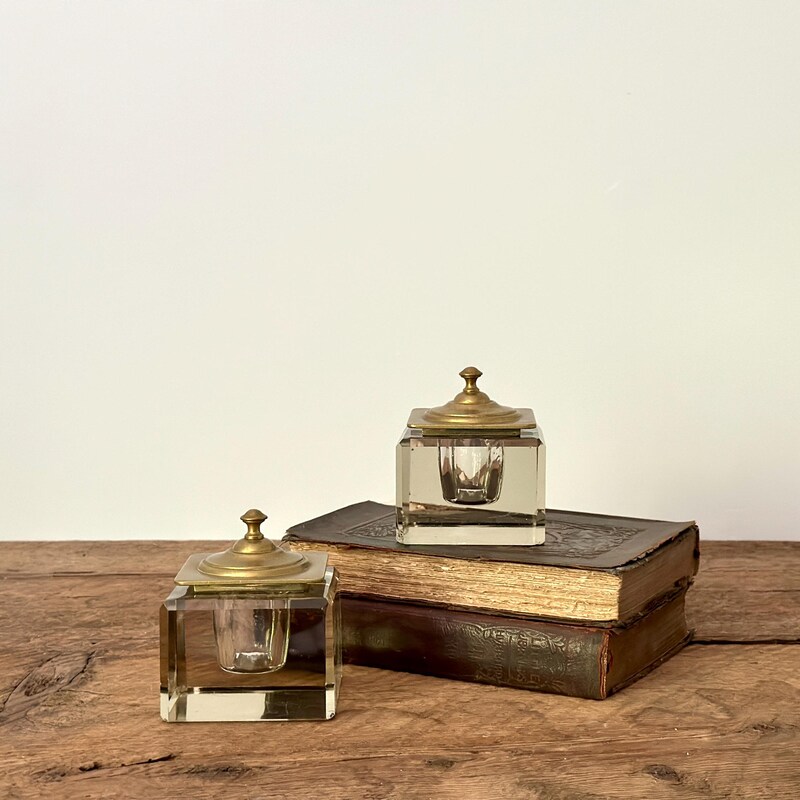 Old Glass Inkwell - Etsy