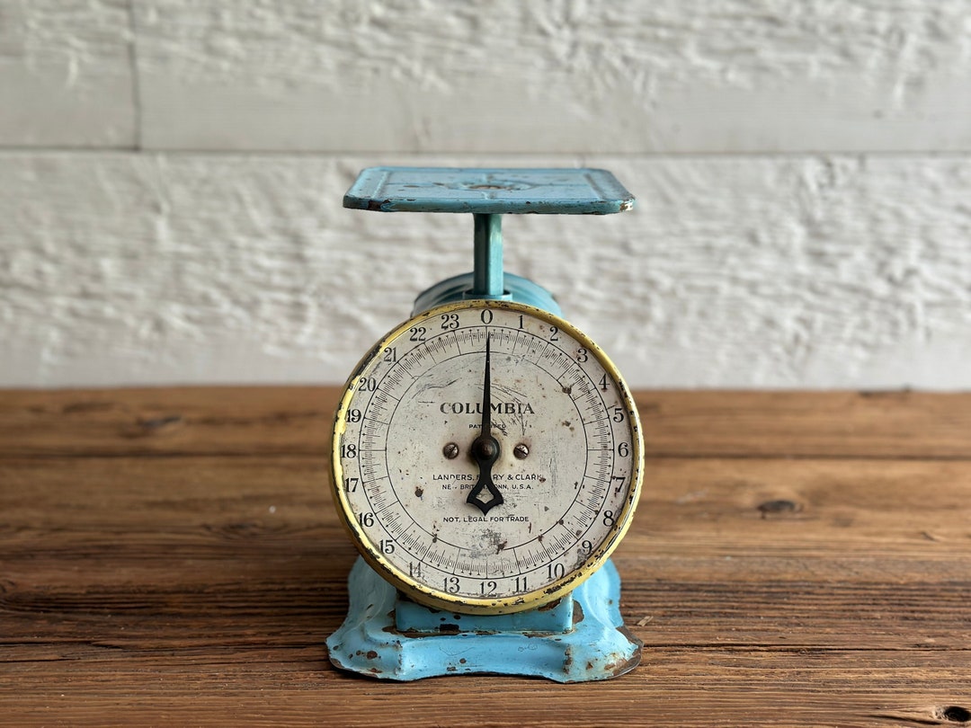 Antique Blue and Yellow Columbia Scale 24 Pounds by Ozs - Etsy