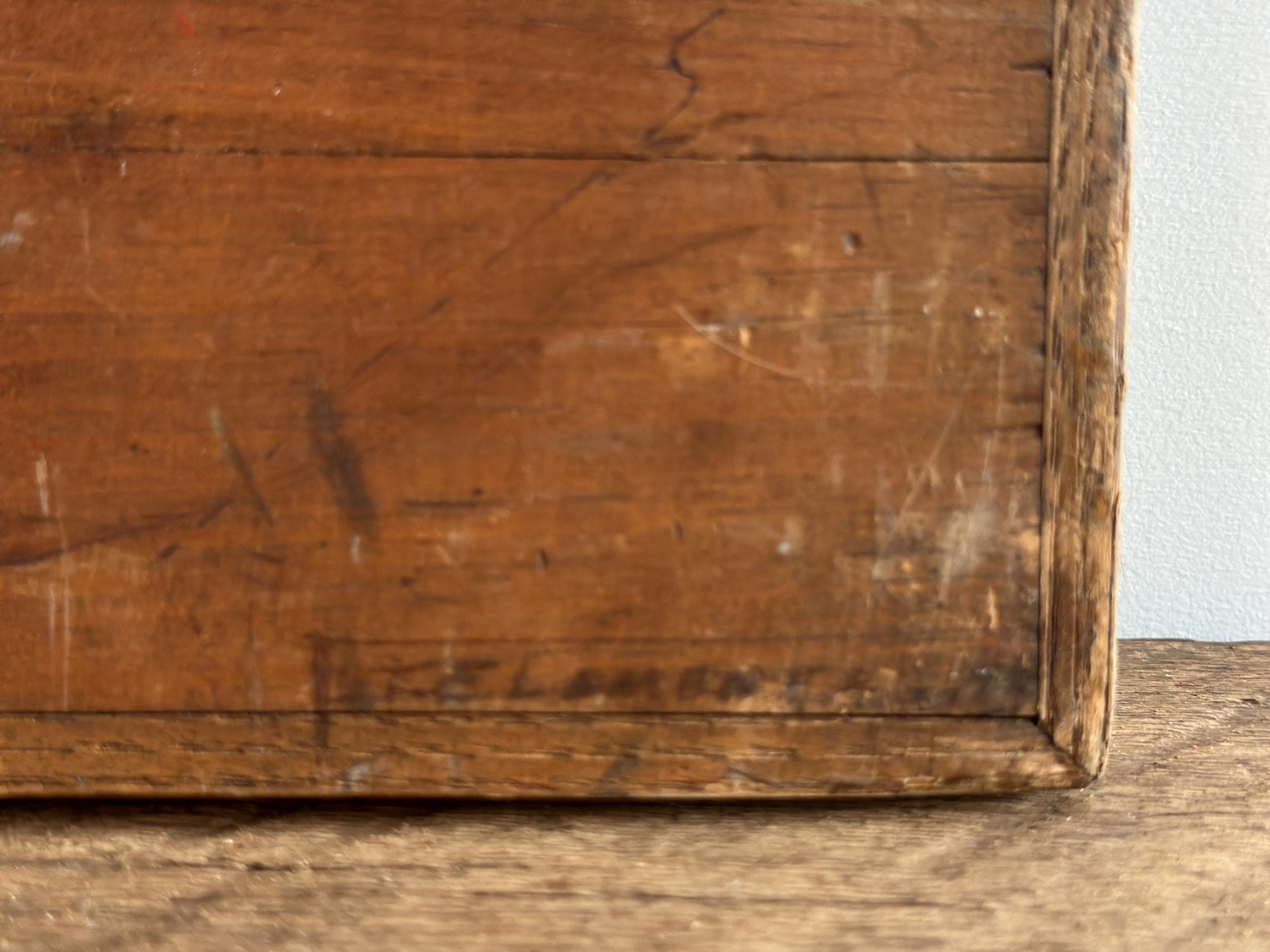 Antique Wooden Checker Board With Numbered Tiles, With Its Original Red ...