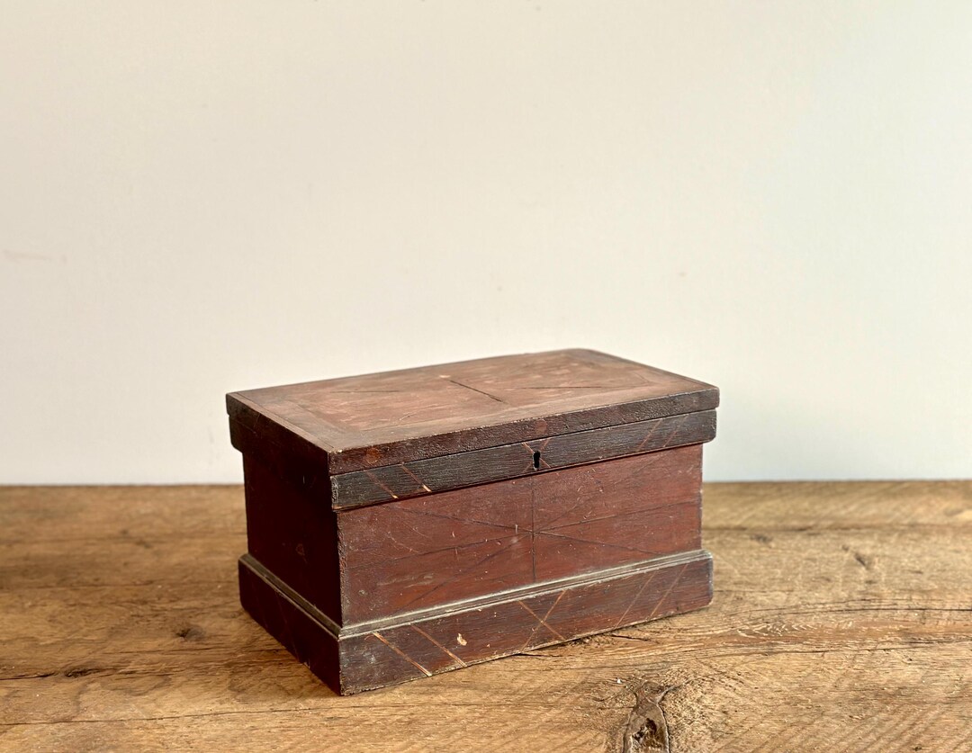 Antique Hand-made Wooden Document Box, With Carved and Painted ...