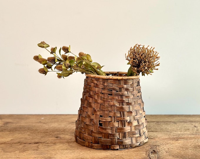 Antique Split Ash Gathering Basket, Split Wood Basket, Planter Cover ...