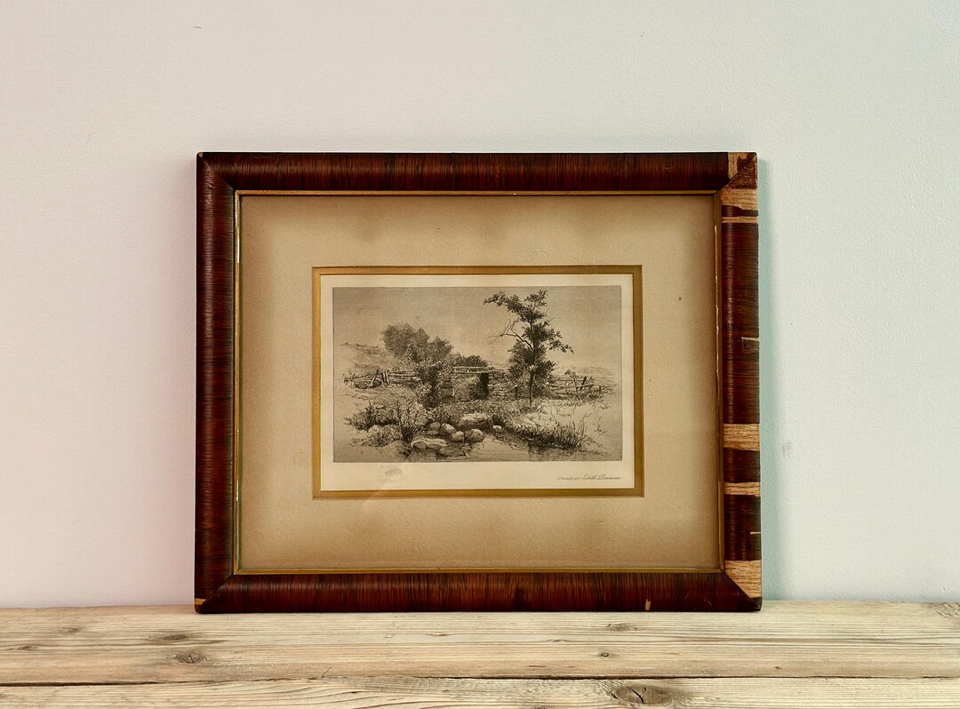 Antique Etching, Country Bridge Over a Stream, by American Artist Edith ...