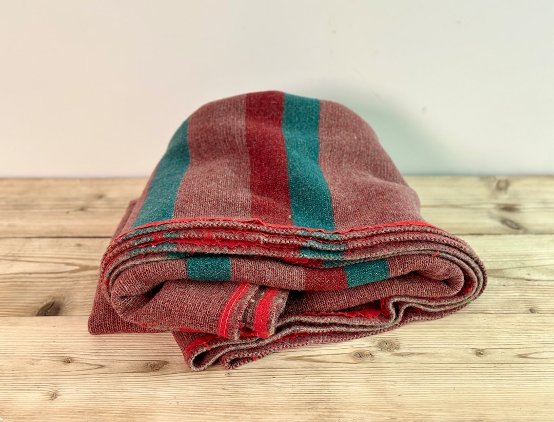Antique/vintage Rustic Hand-woven Wool Blanket, Thick Red Wool Throw ...