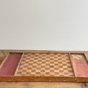 Antique Wooden Checker Board With Numbered Tiles, With Its Original Red ...