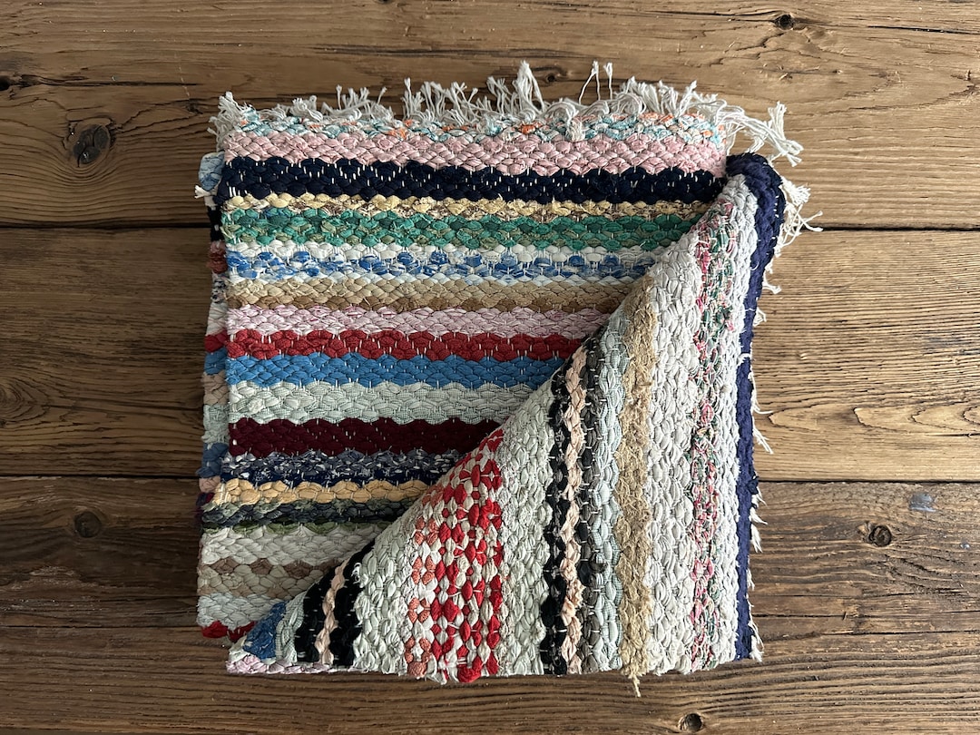 Antique Hand-woven Rag Rug From Quebec, a Traditional French-canadian ...