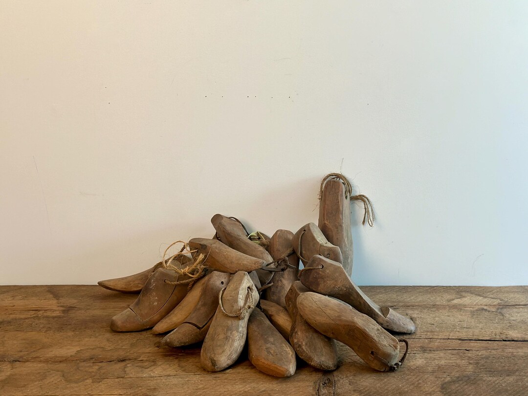 Collection of 20 Antique Wood Shoe Forms, Cobblers Lasts of Various ...