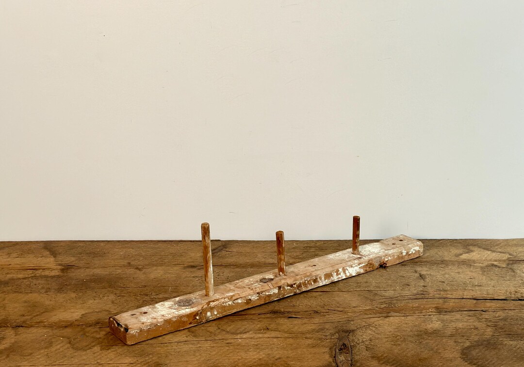 Antique Primitive Wooden Peg Rack, Wall Mounted Coat Hooks, With Its ...